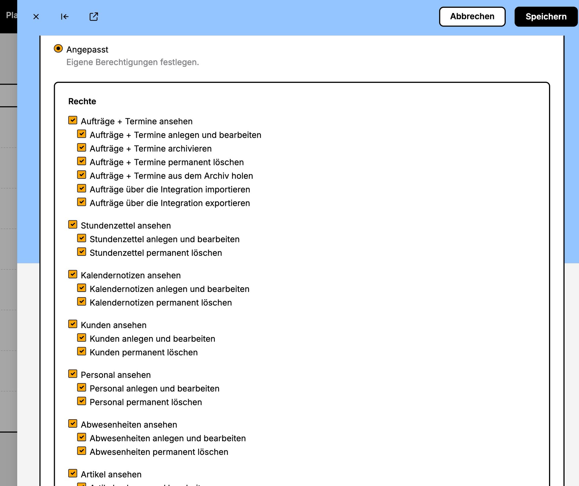 Planer & Appzugang verwalten